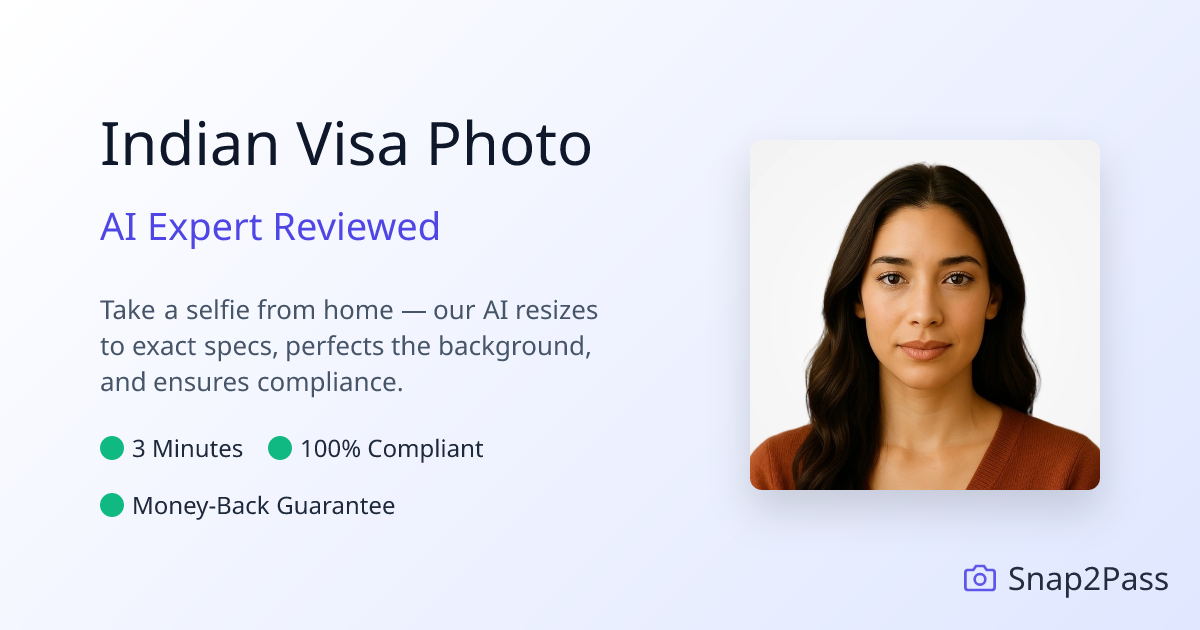 Indian e-Visa Photo Requirements 2025: Size & Specs (2x2 inch) | Snap2Pass