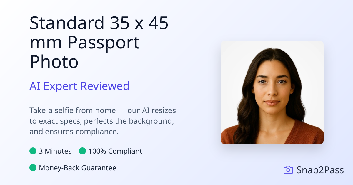 35x45mm Passport Photo (1.38 x 1.77 in) — Size Guide & Maker
